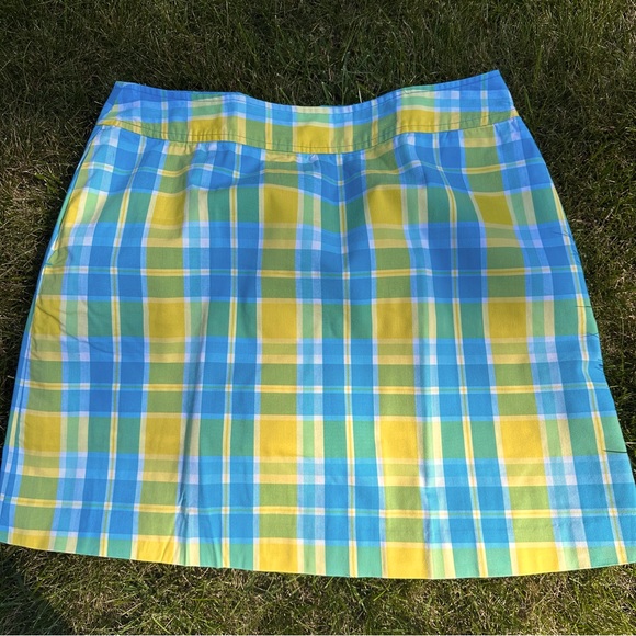 Lilly Pulitzer | Shorts | Lilly Pulitzer Blue Yellow Plaid Cotton Skort ...